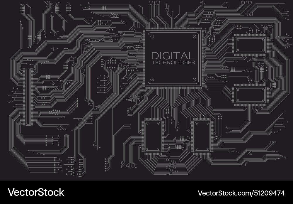 Printed circuit board of digital devices Vector Image