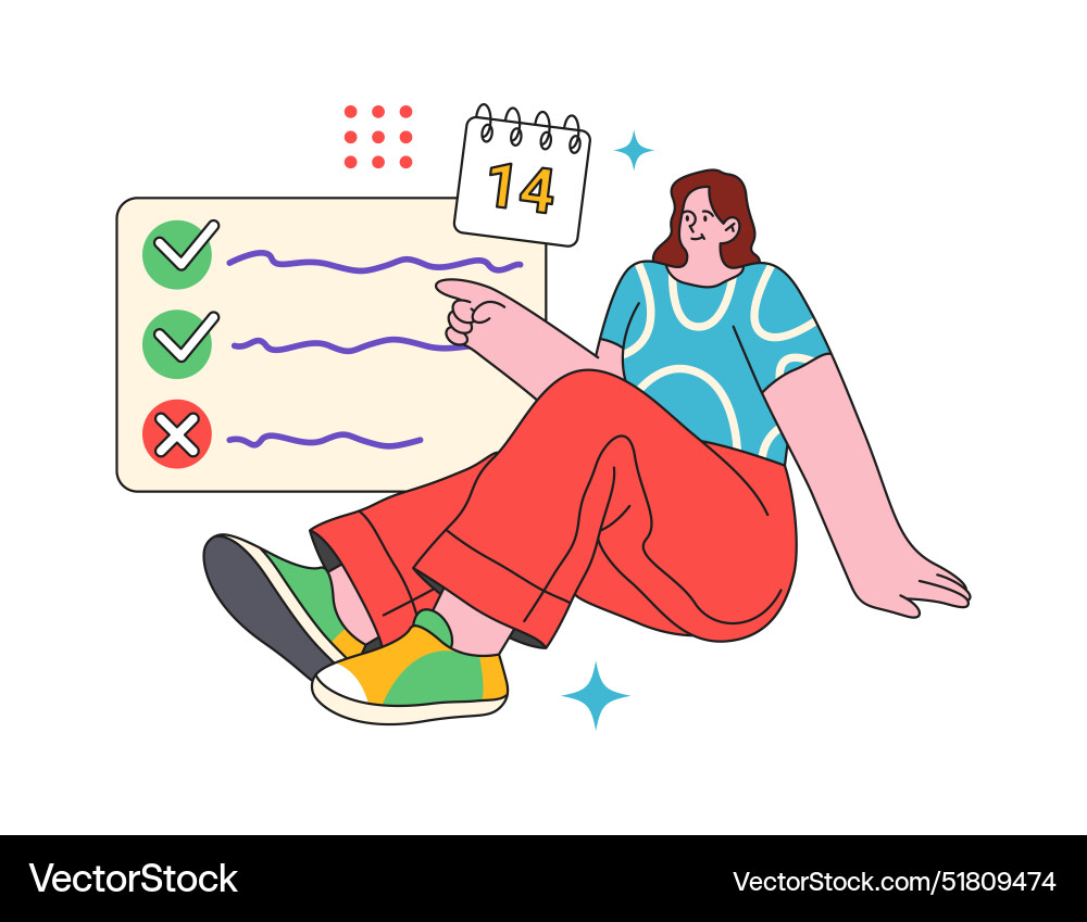 Productive employee with schedule and calendar Vector Image