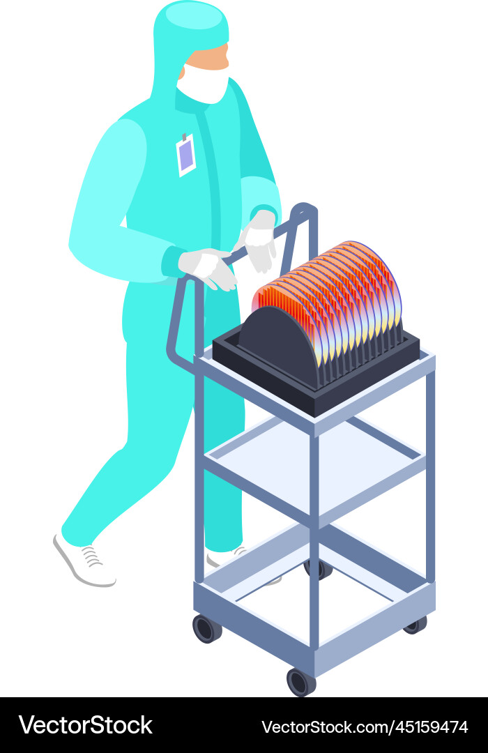 Semiconductor lab worker composition Royalty Free Vector