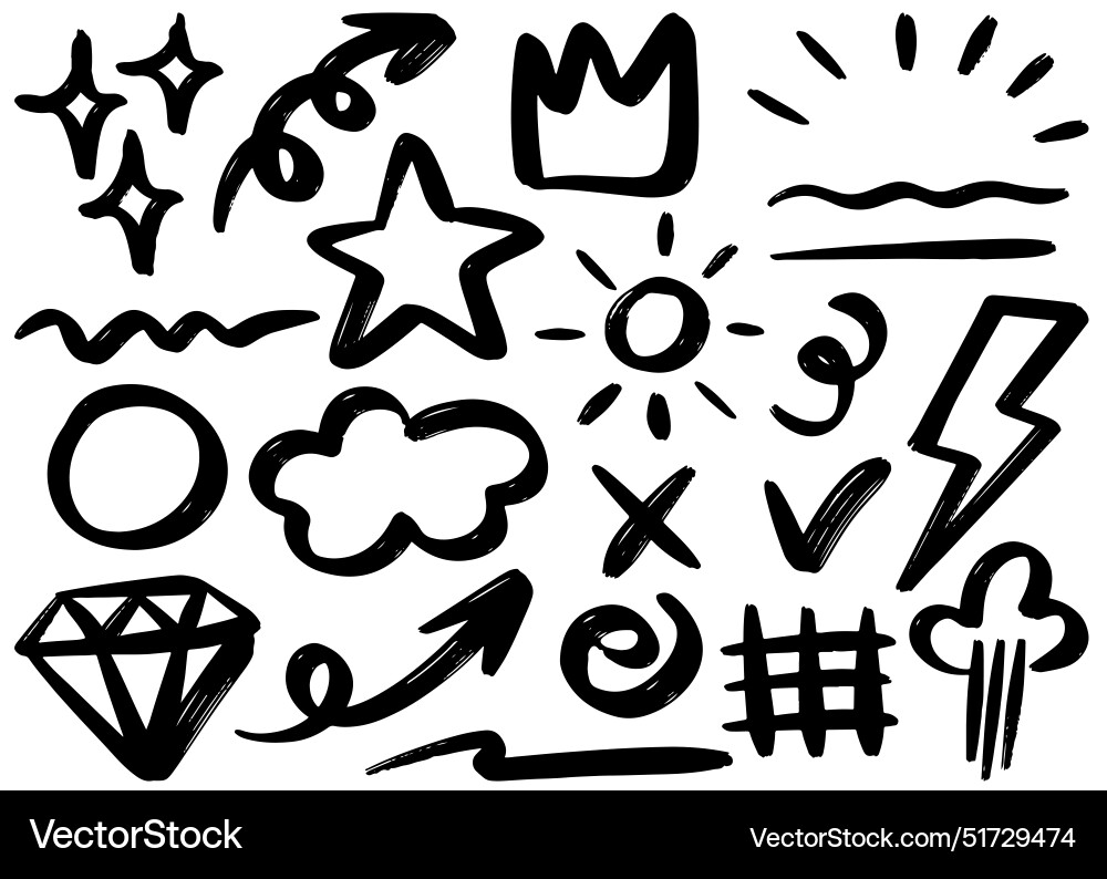 Set of hand drawn doodle elements for concept Vector Image