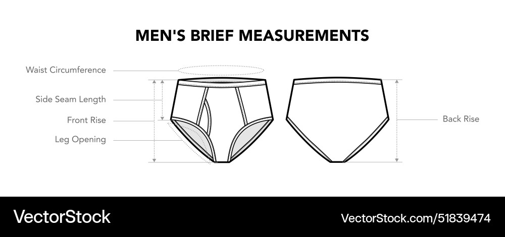 Set of men brief measurements diagram with names Vector Image