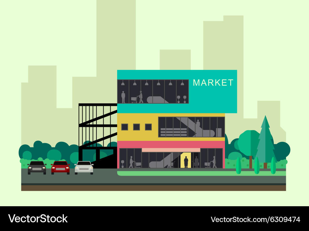 Shopping mall building Royalty Free Vector Image