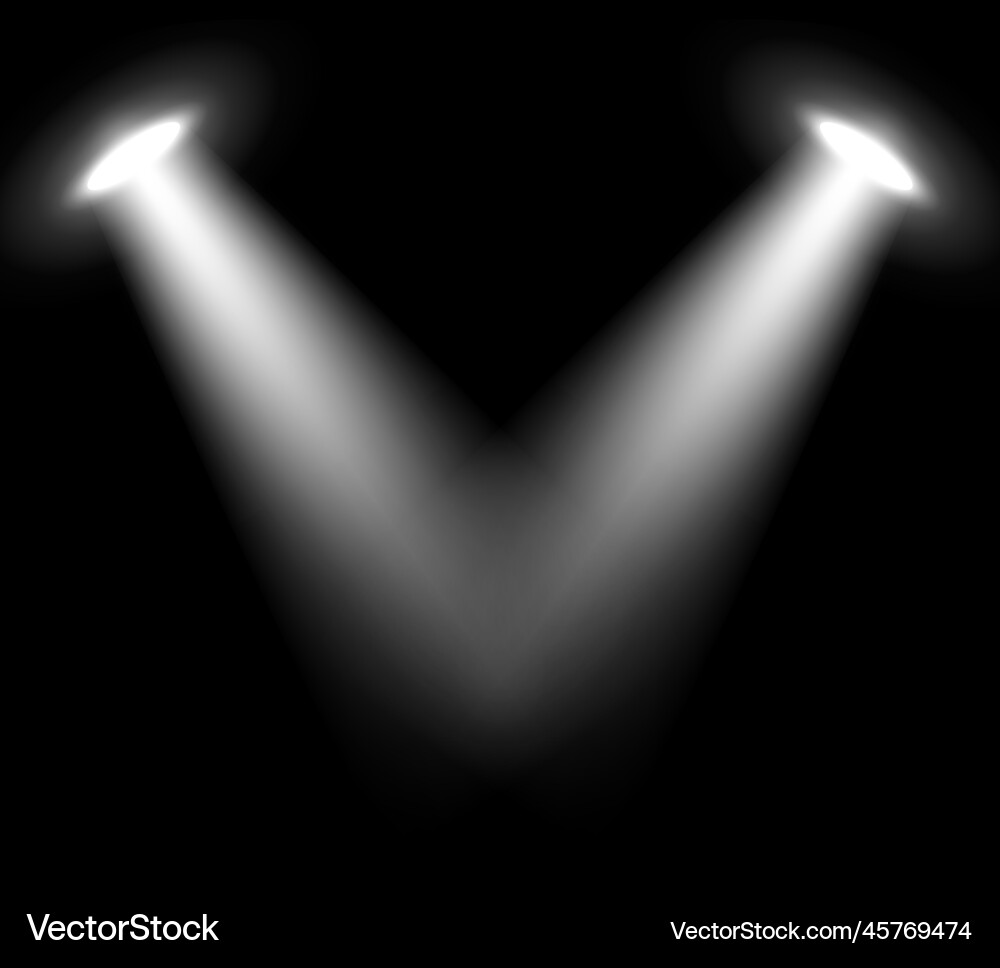 Stage light two crossed spotlight lamp rays Vector Image