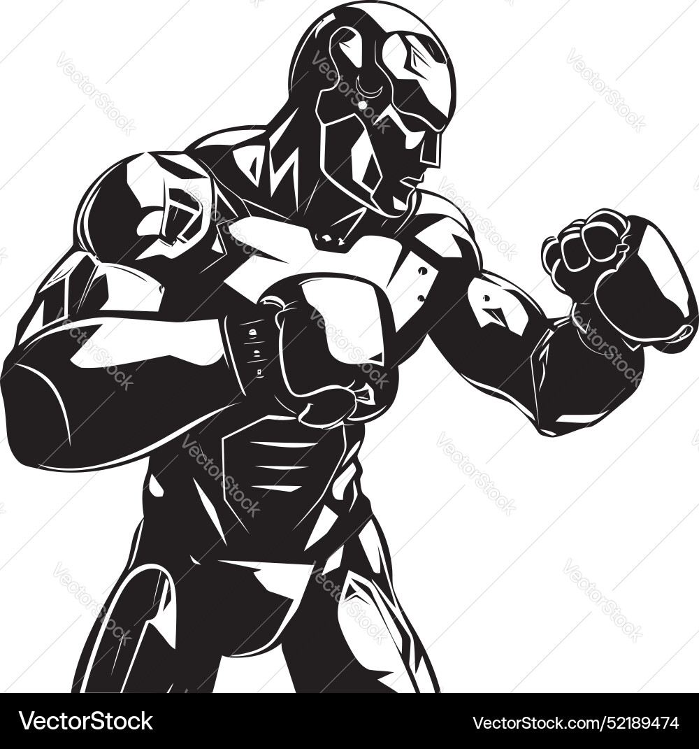 Steel titan robot boxer design techno Royalty Free Vector