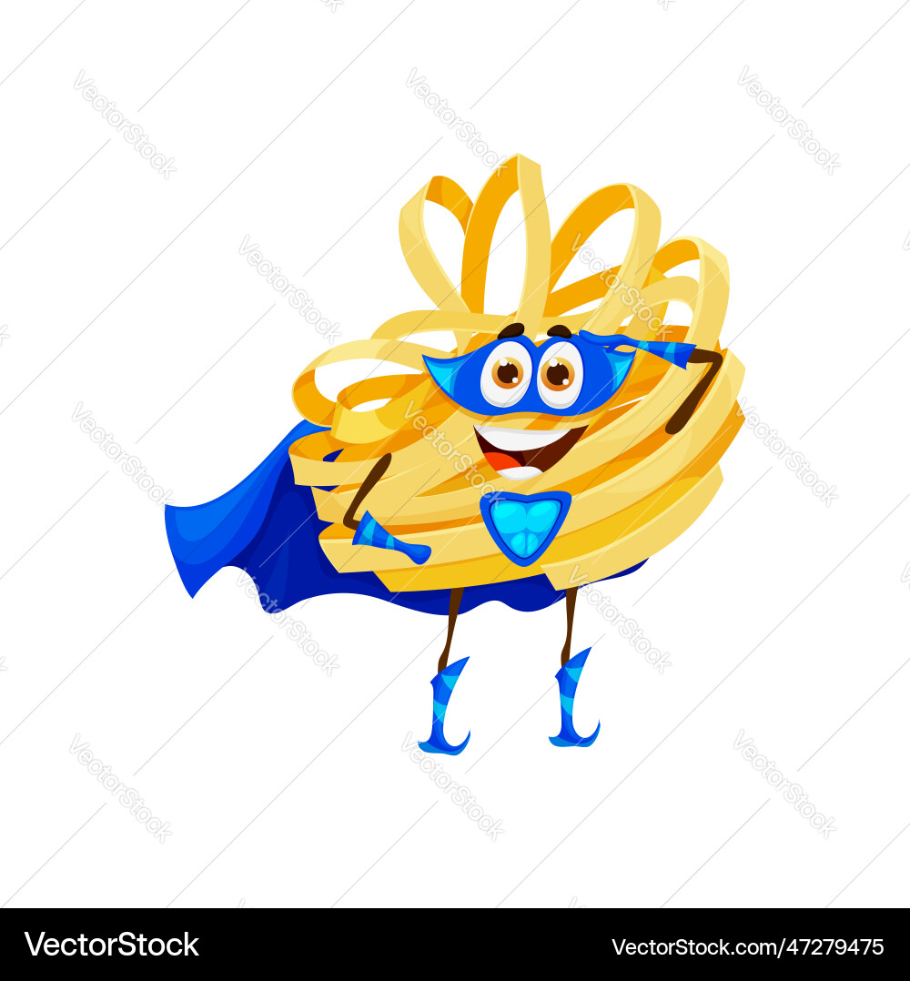 Cartoon tagliatelle pasta superhero character Vector Image