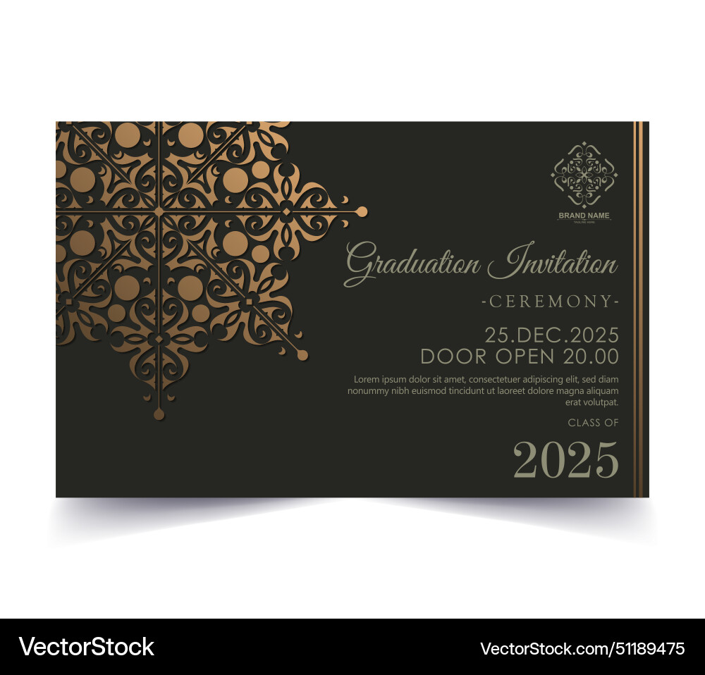 Elegant dark graduation invitation template Vector Image