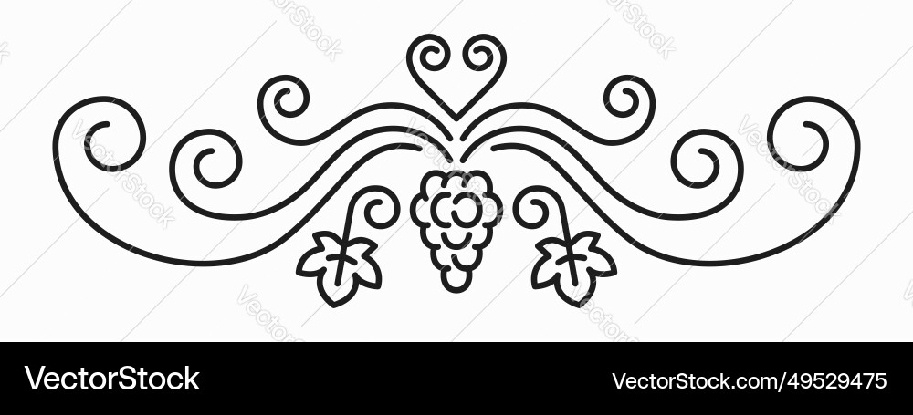 Grapevine wine outline decor and ornament icon Vector Image