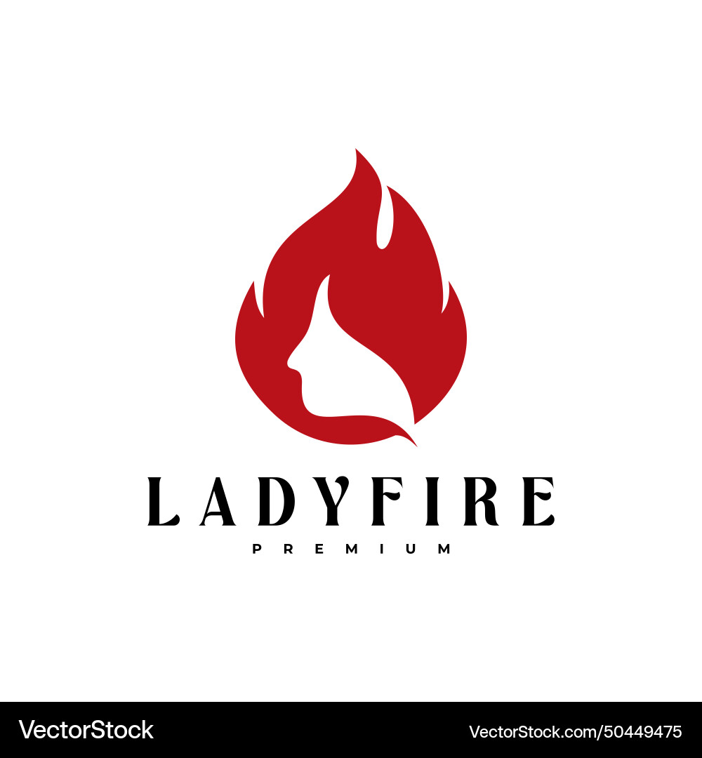 Lady fire flame woman logo Royalty Free Vector Image