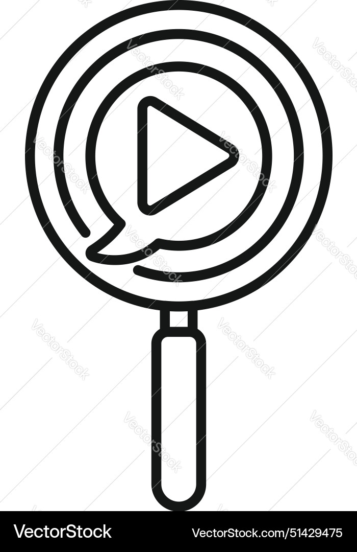 Magnifying glass with play button icon line art Vector Image