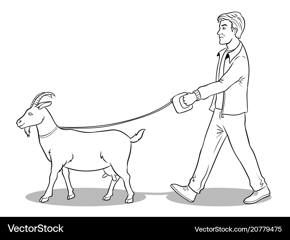 Man and goat as pet coloring Royalty Free Vector Image