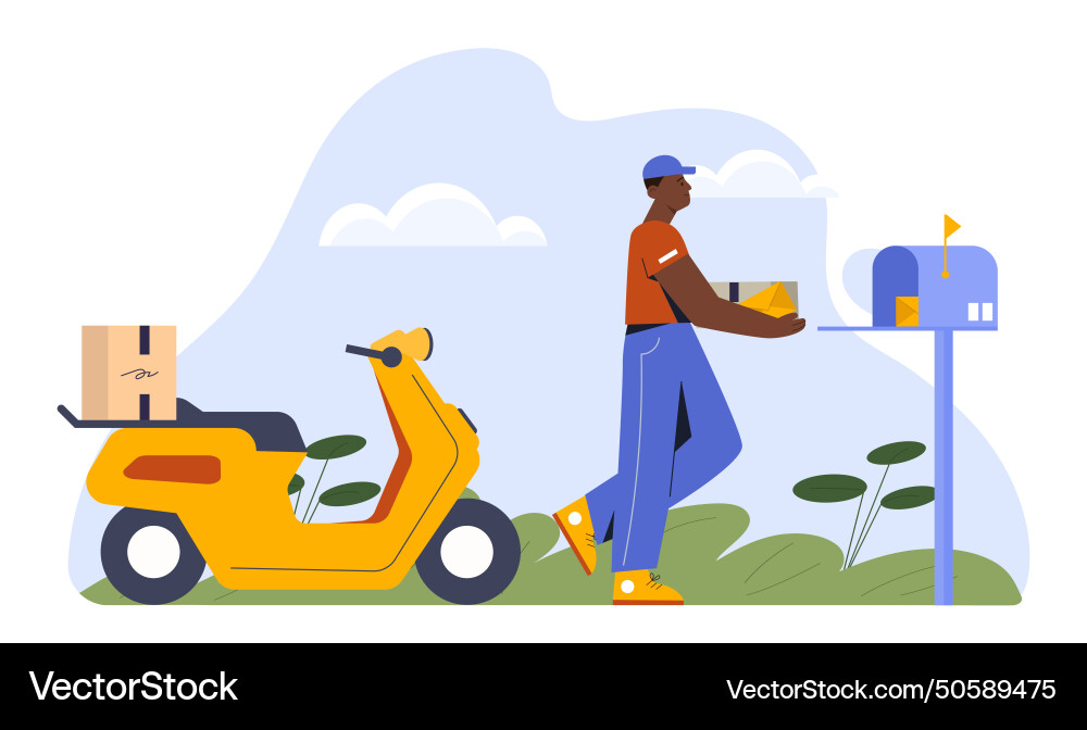 Postman with parcel Royalty Free Vector Image - VectorStock