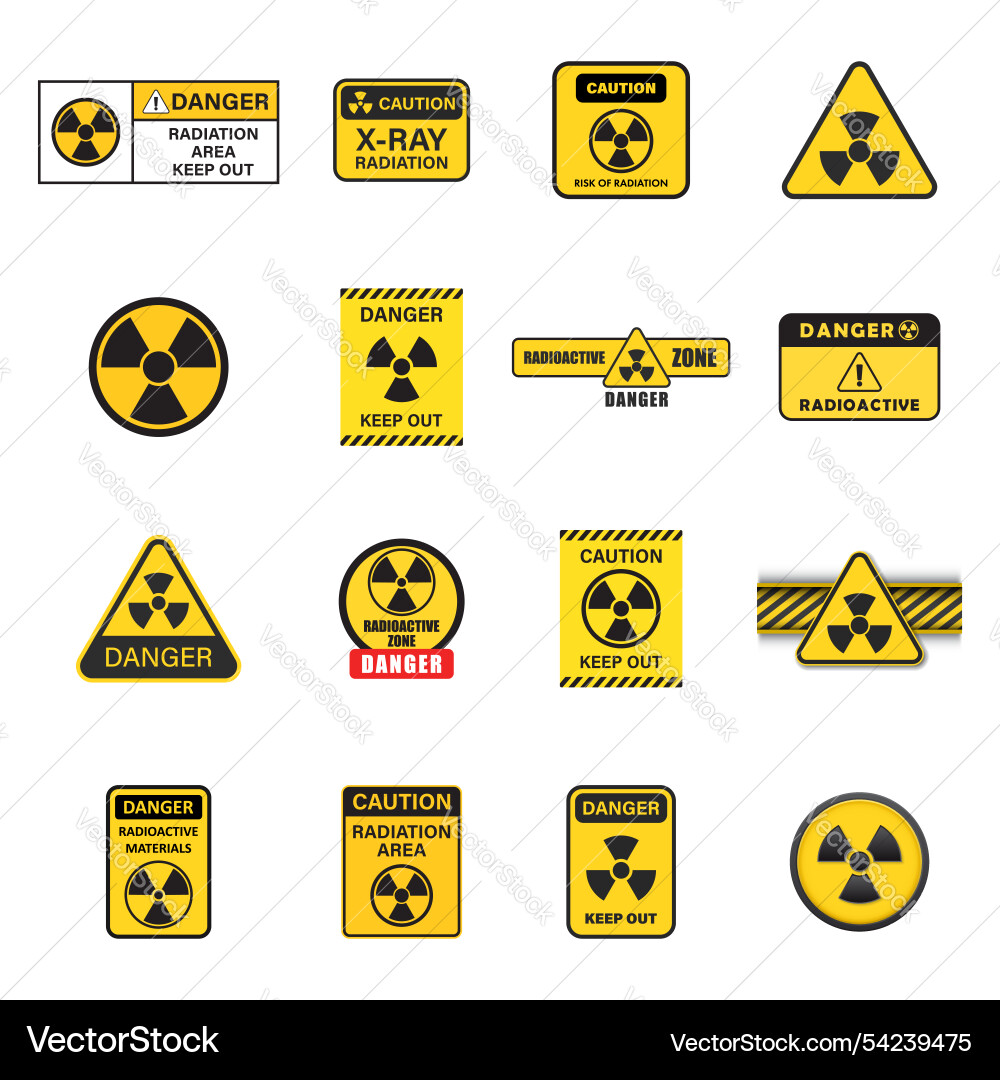 Radioactive material warning icon in flat style Vector Image