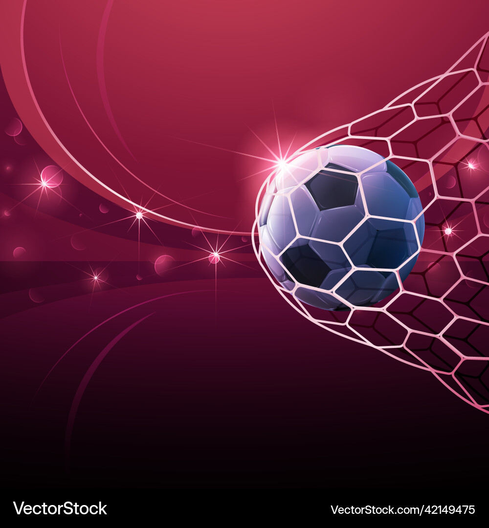 Realistic soccer ball hitting the net Royalty Free Vector