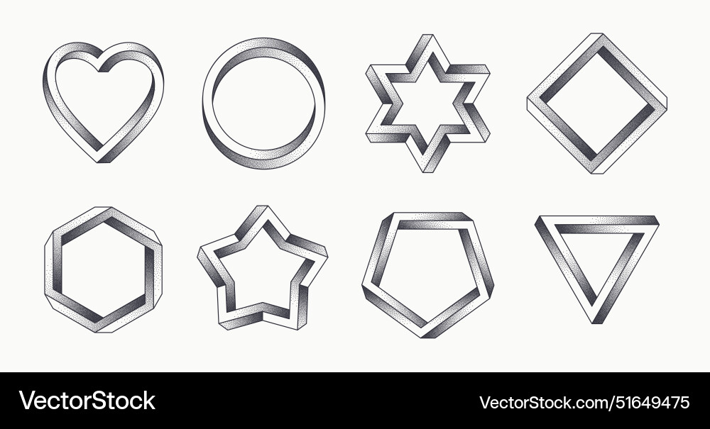 Set of tattoo style impossible shapes Royalty Free Vector