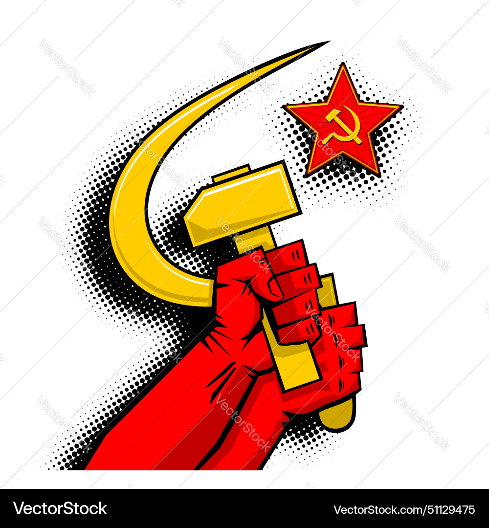 Sickle and hammer in hands Royalty Free Vector Image
