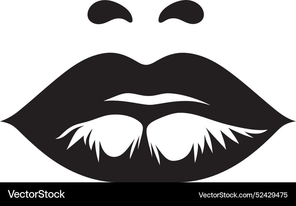 Sleek ebony pout lips in blackbold brushstrokes Vector Image