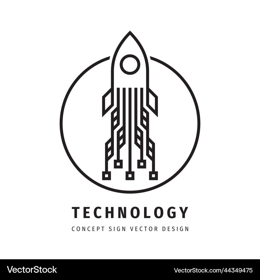 Spaceship rocket technology concept logo design Vector Image