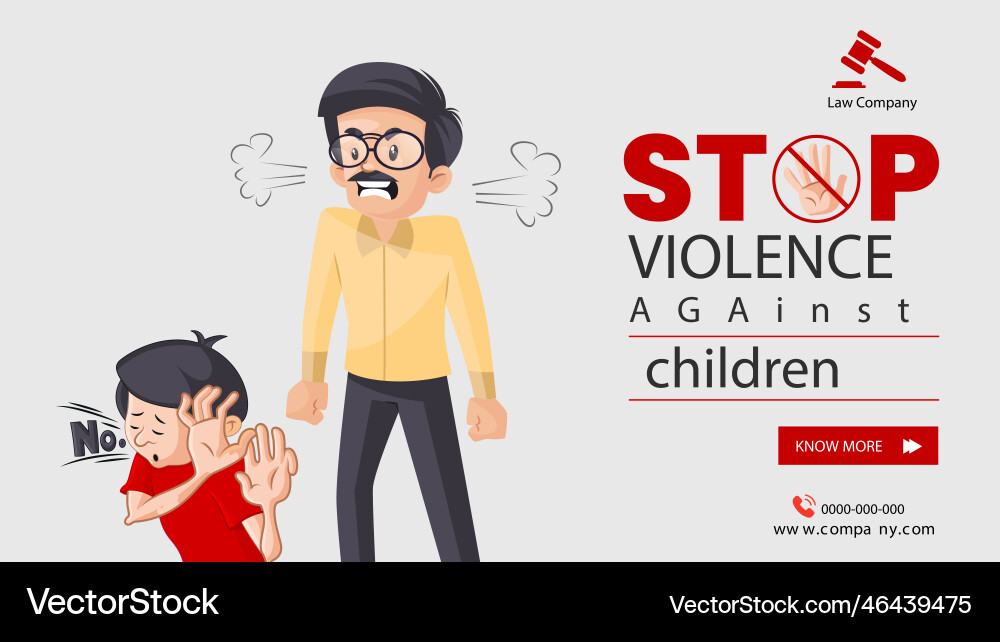 Stop violence against children landscape banner Vector Image