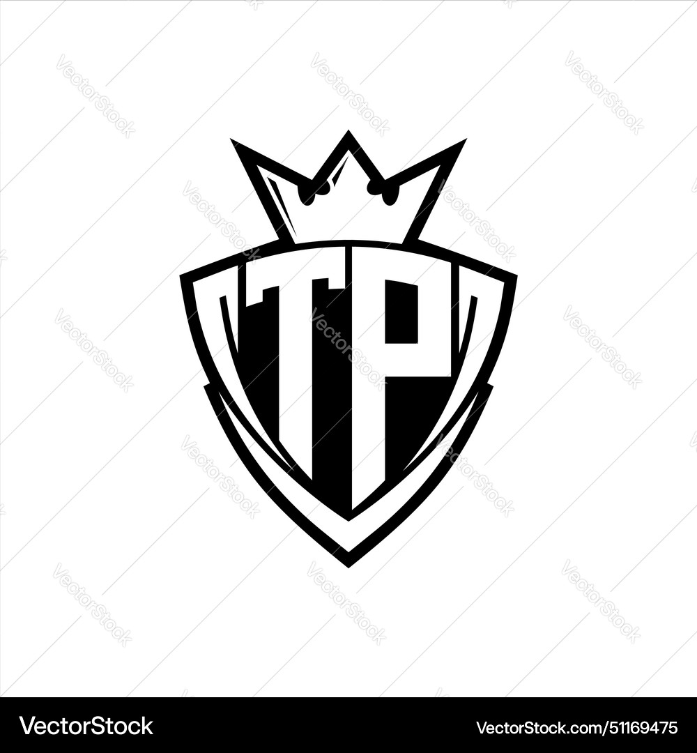Tp letter logo with sharp triangle shield shape Vector Image