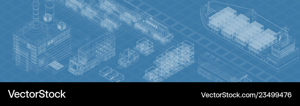 Blueprint of delivery system Royalty Free Vector Image