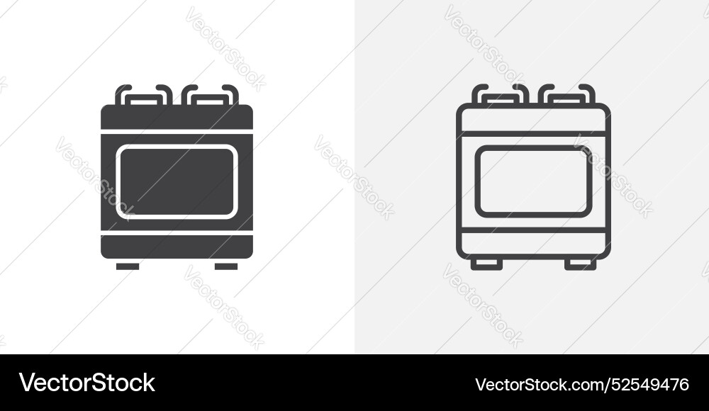 Burner stove thin line icon set Royalty Free Vector Image