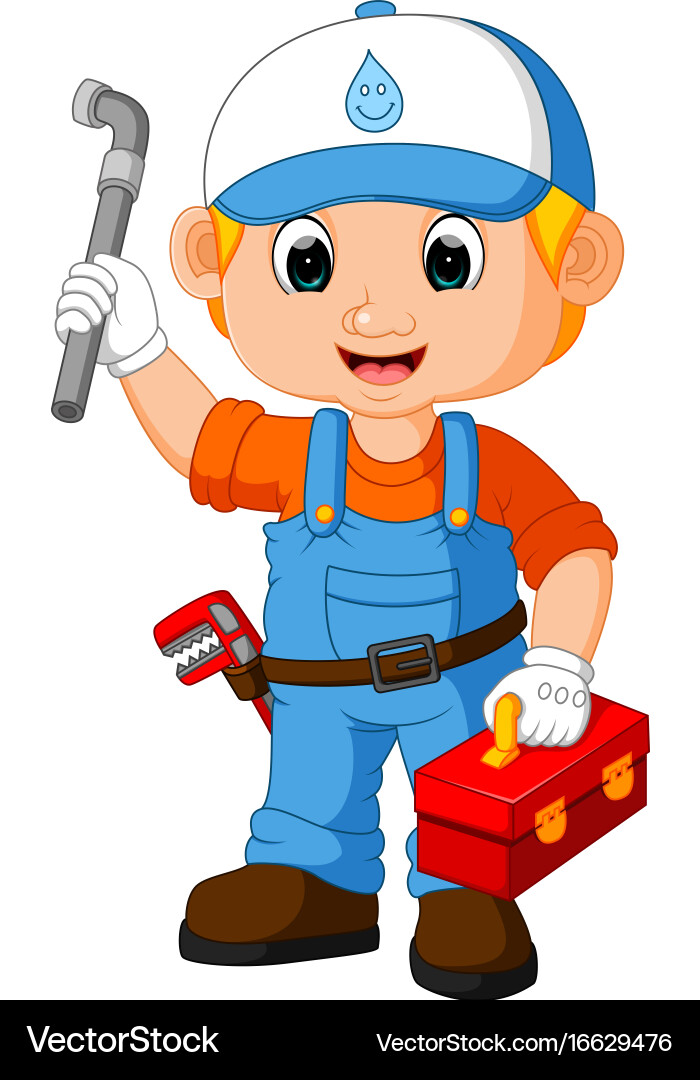 Cartoon cute plumber boy Royalty Free Vector Image