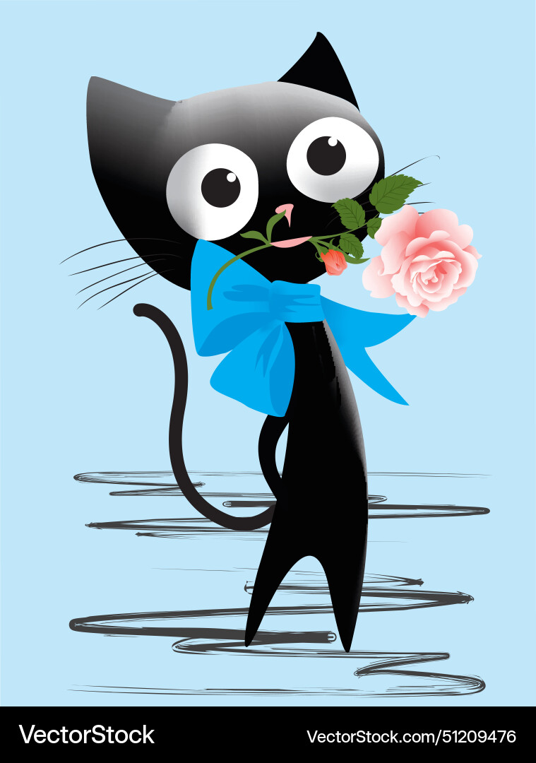 Cat with a rose Royalty Free Vector Image - VectorStock