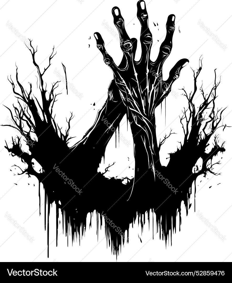 Decayed hold logo design featuring zombie hands Vector Image