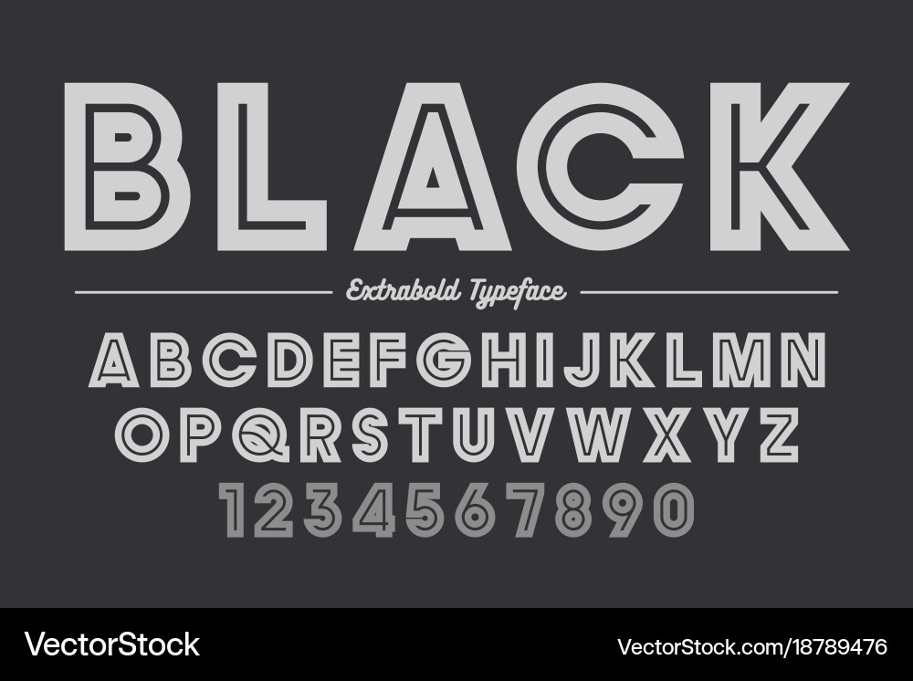 Extra bold decorative font design alphabet Vector Image