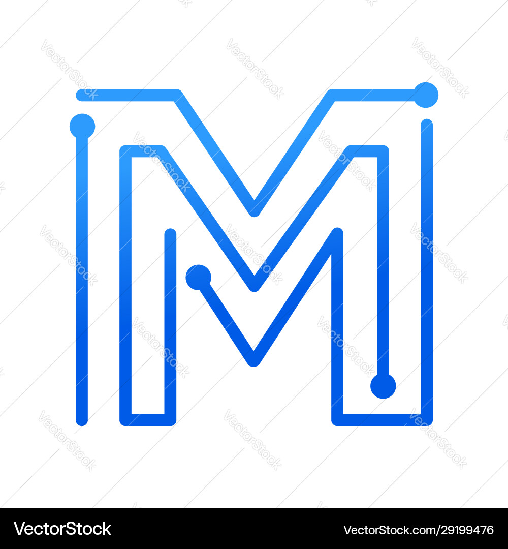 Initial letter m circuit logo Royalty Free Vector Image