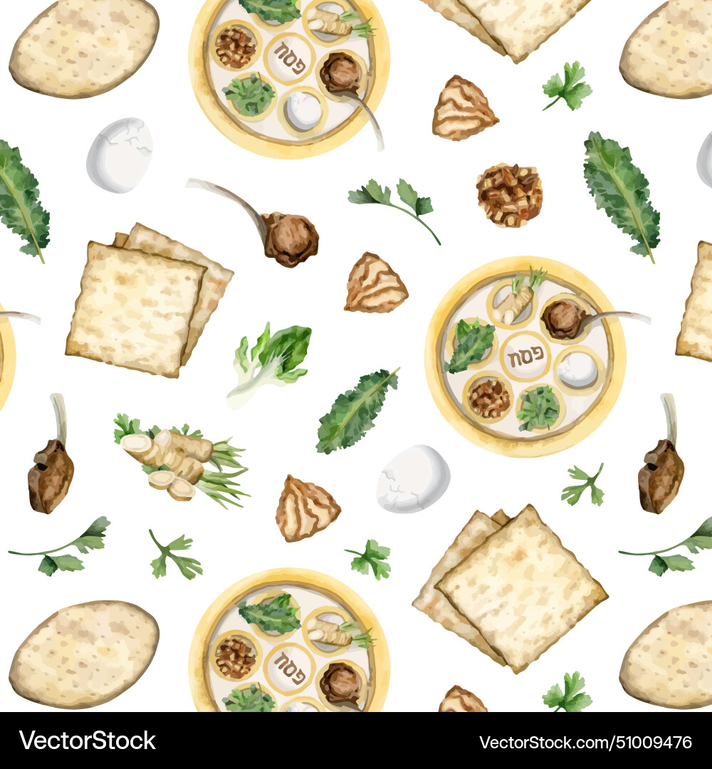 Passover seder seamless pattern with jewish food Vector Image