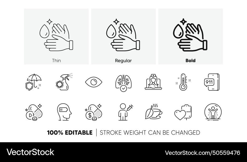 Recovered person emergency call and mint tea line Vector Image