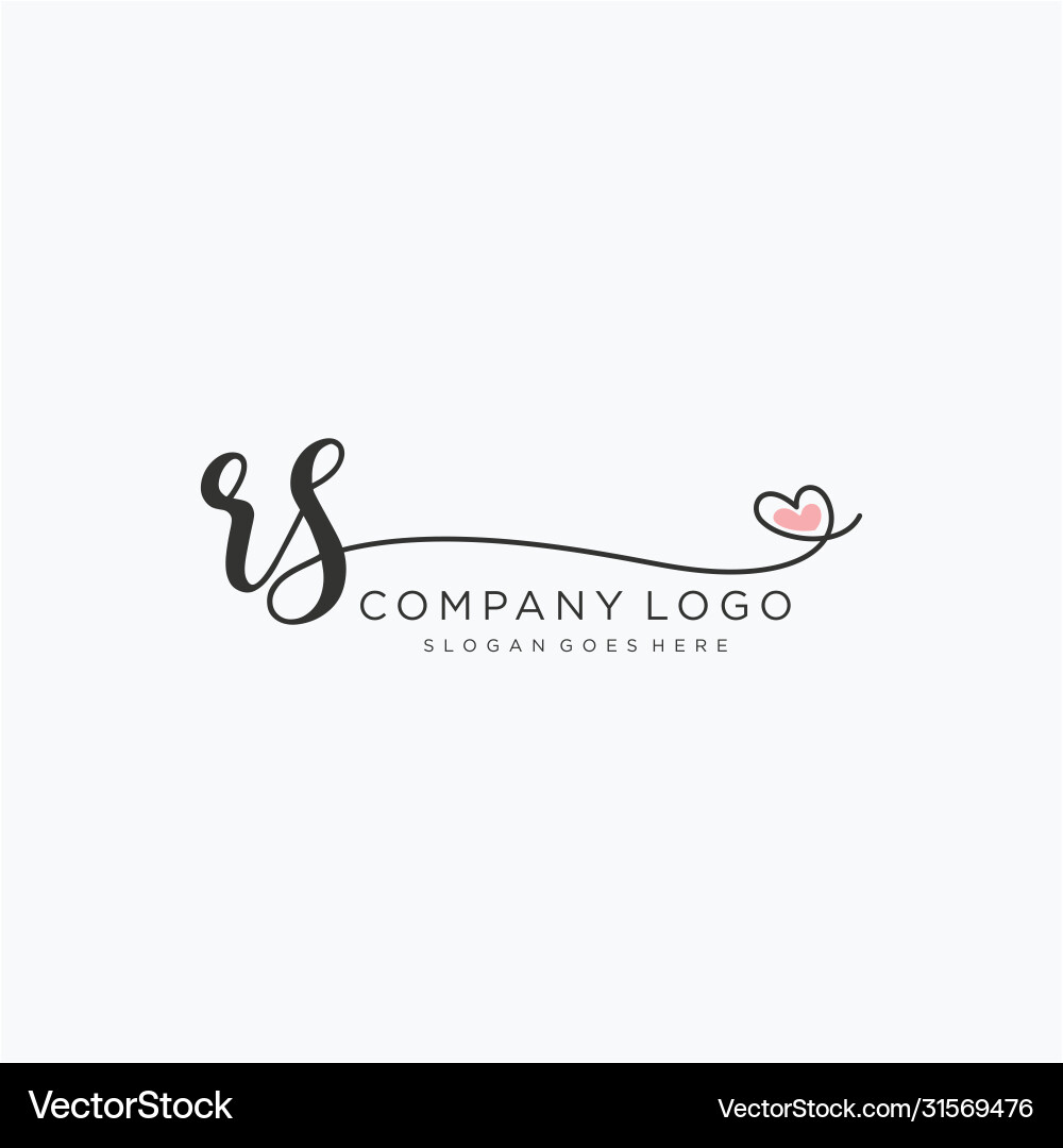 Rs initial handwriting logo designinitial Vector Image