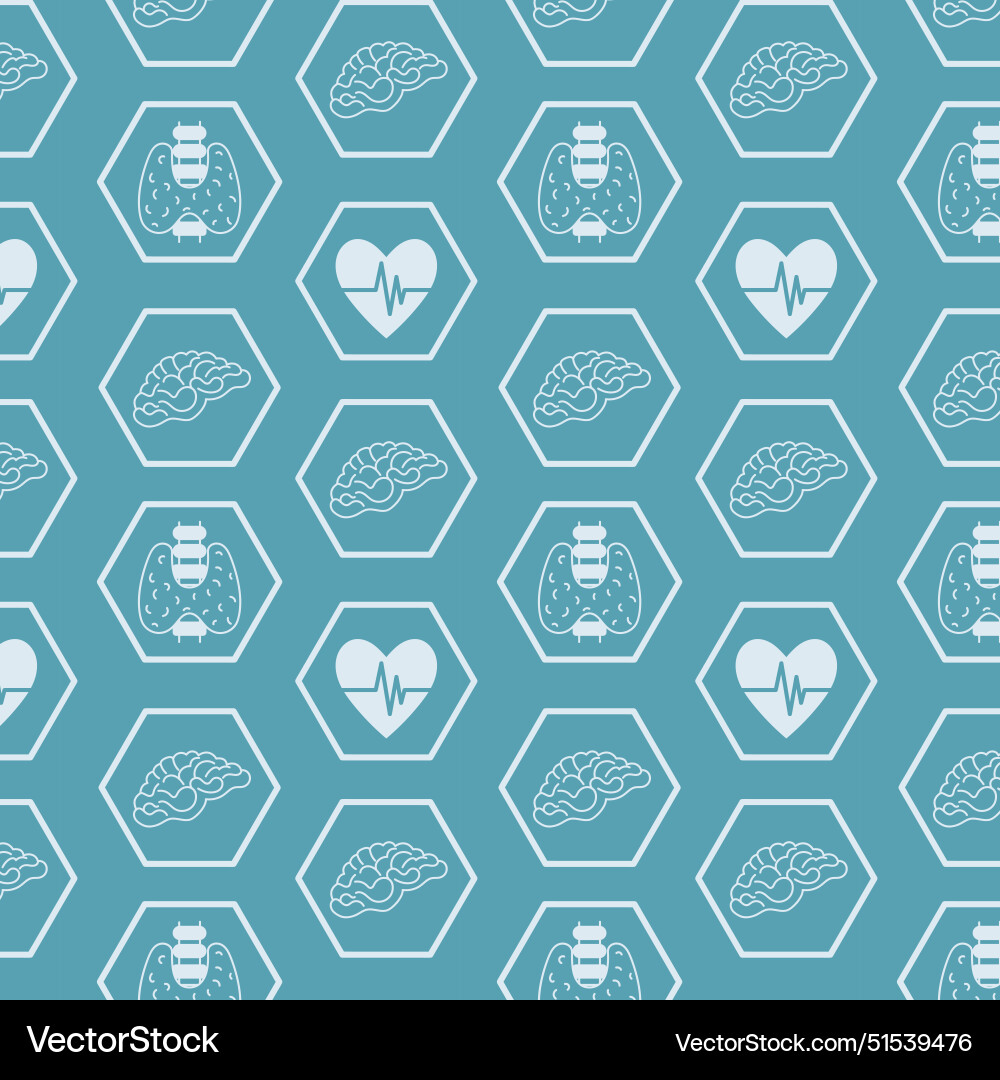 Seamless pattern with biology icons collection Vector Image
