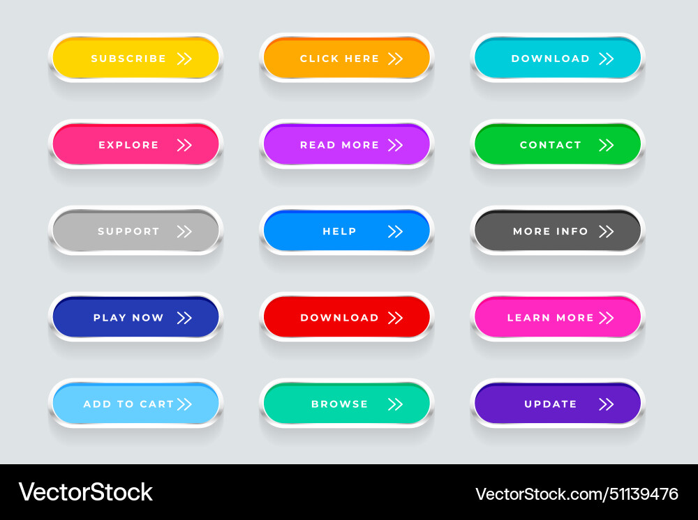 Set of colorful and empty explore web button icon Vector Image