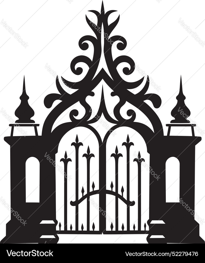 Symbolic entrances church gate scrolls Royalty Free Vector