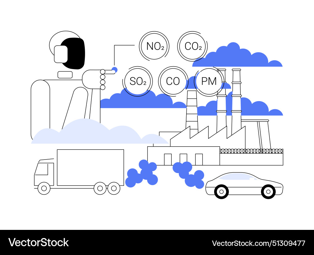 Ai-monitored pollution control abstract concept Vector Image