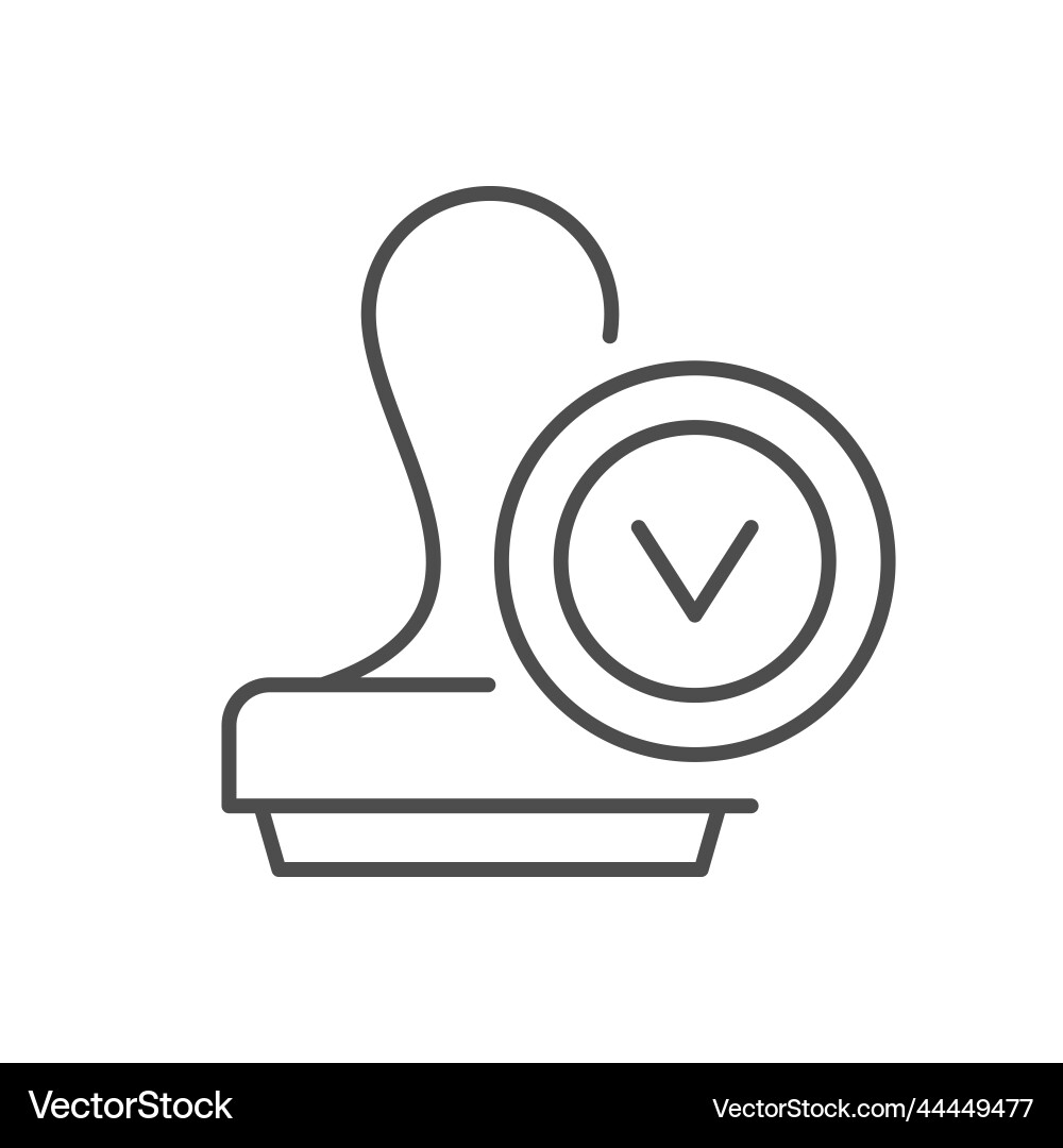 Approval stamp line outline icon Royalty Free Vector Image