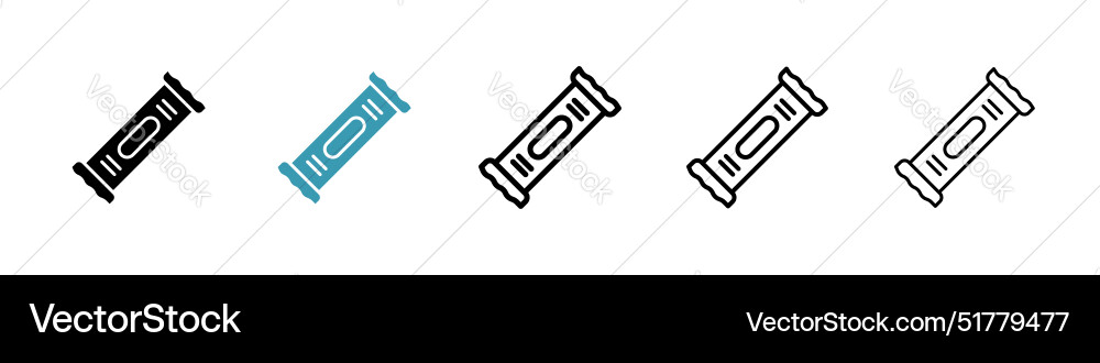 Candy-bar icon set black filled and outlined style