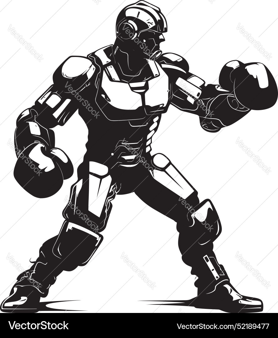 Circuit champion robot boxer black logo icon Vector Image