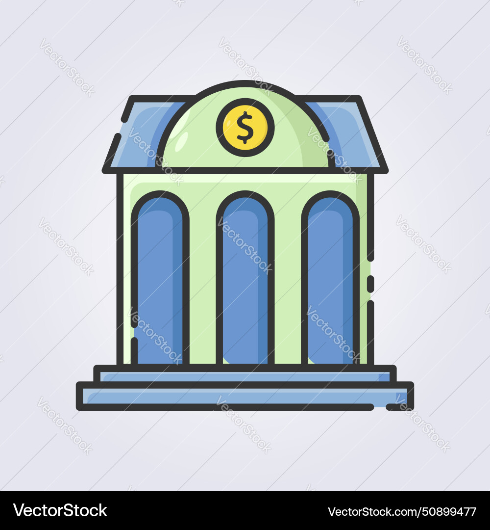 Colored outline bank architecture icon logo design
