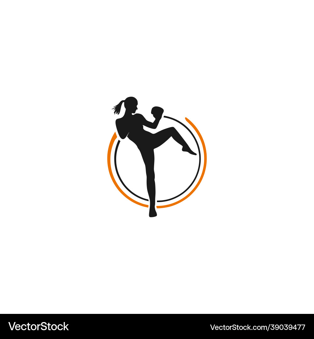 Female kick boxing template Royalty Free Vector Image