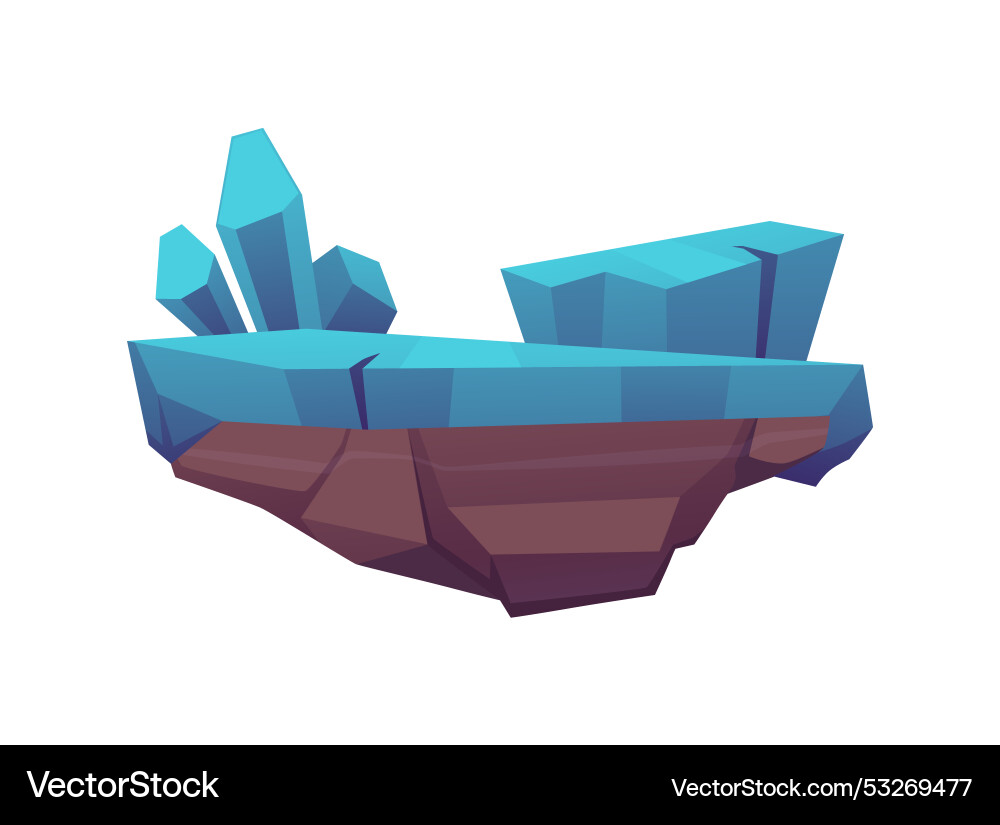 Flying ice island frozen empty stone platform Vector Image