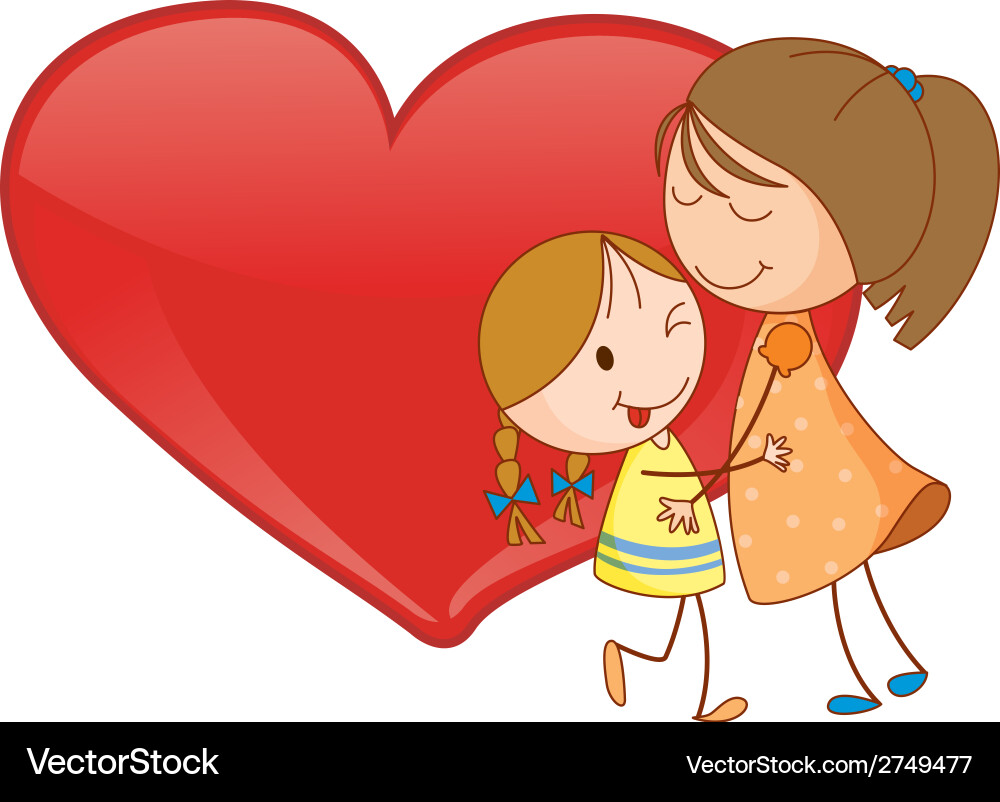 Girls and heart Royalty Free Vector Image - VectorStock