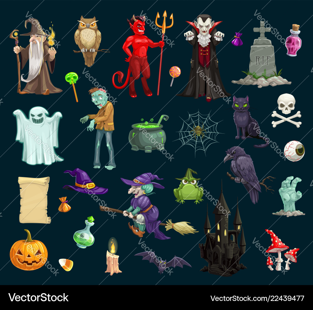 Halloween holiday evil characters Royalty Free Vector Image