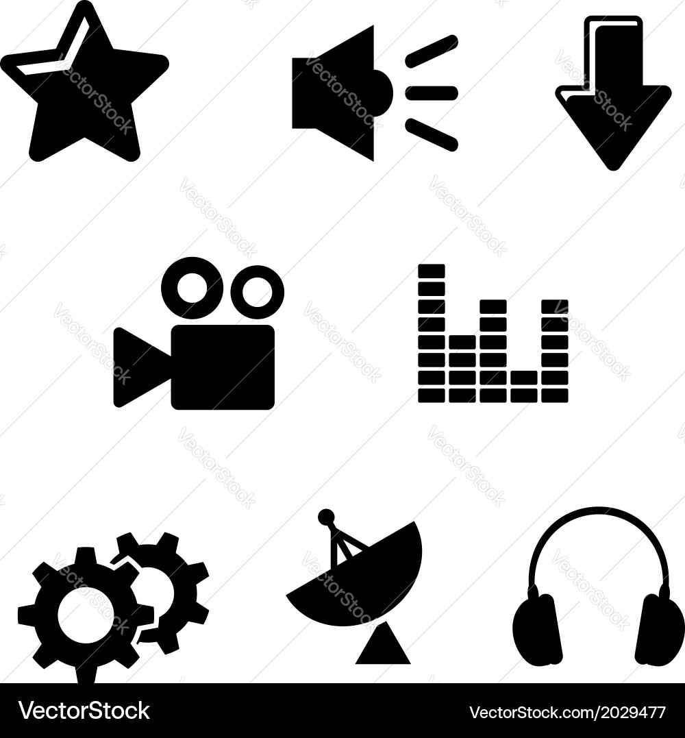 Multimedia icons set Royalty Free Vector Image