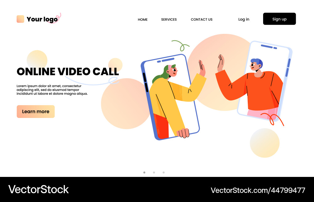 Online video call landing page Royalty Free Vector Image