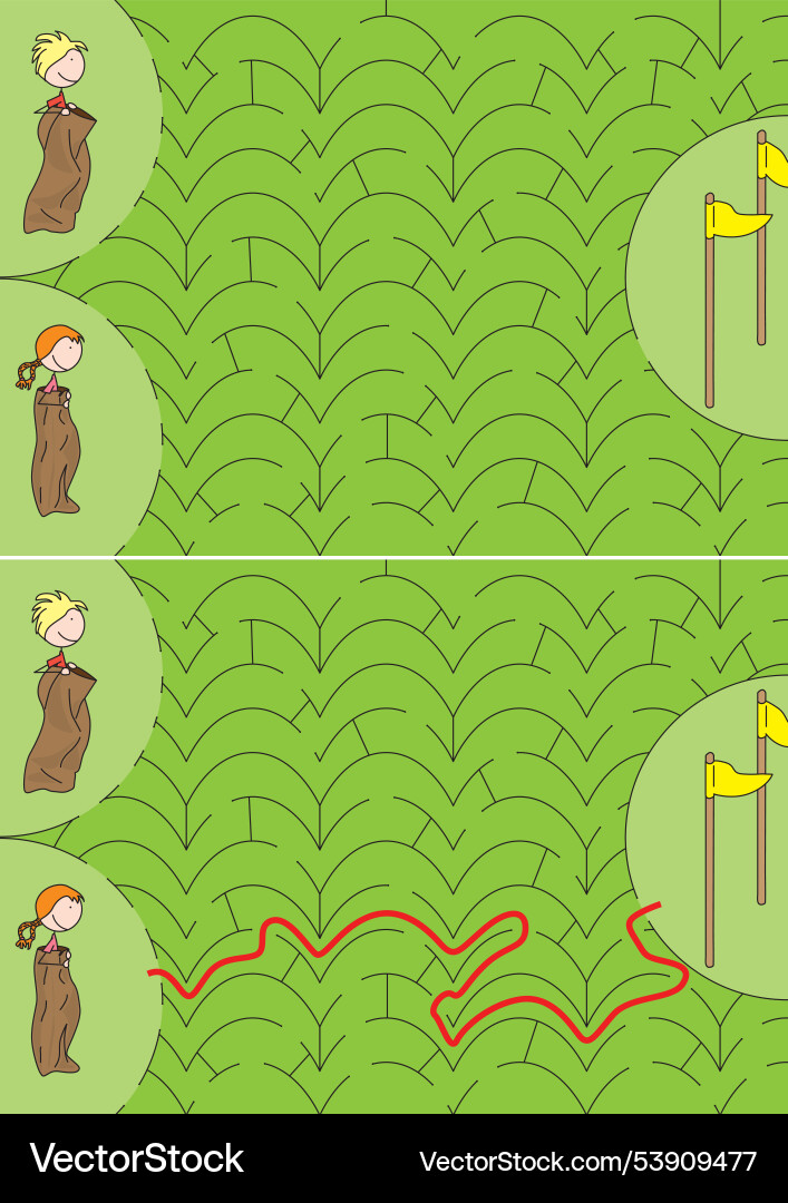 Potato sack race maze Royalty Free Vector Image