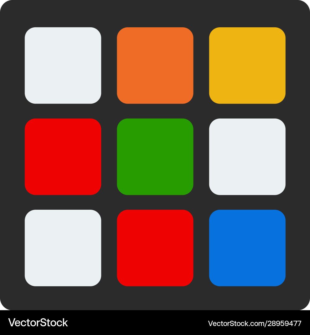 Rubiks cube black color flat isolated Royalty Free Vector