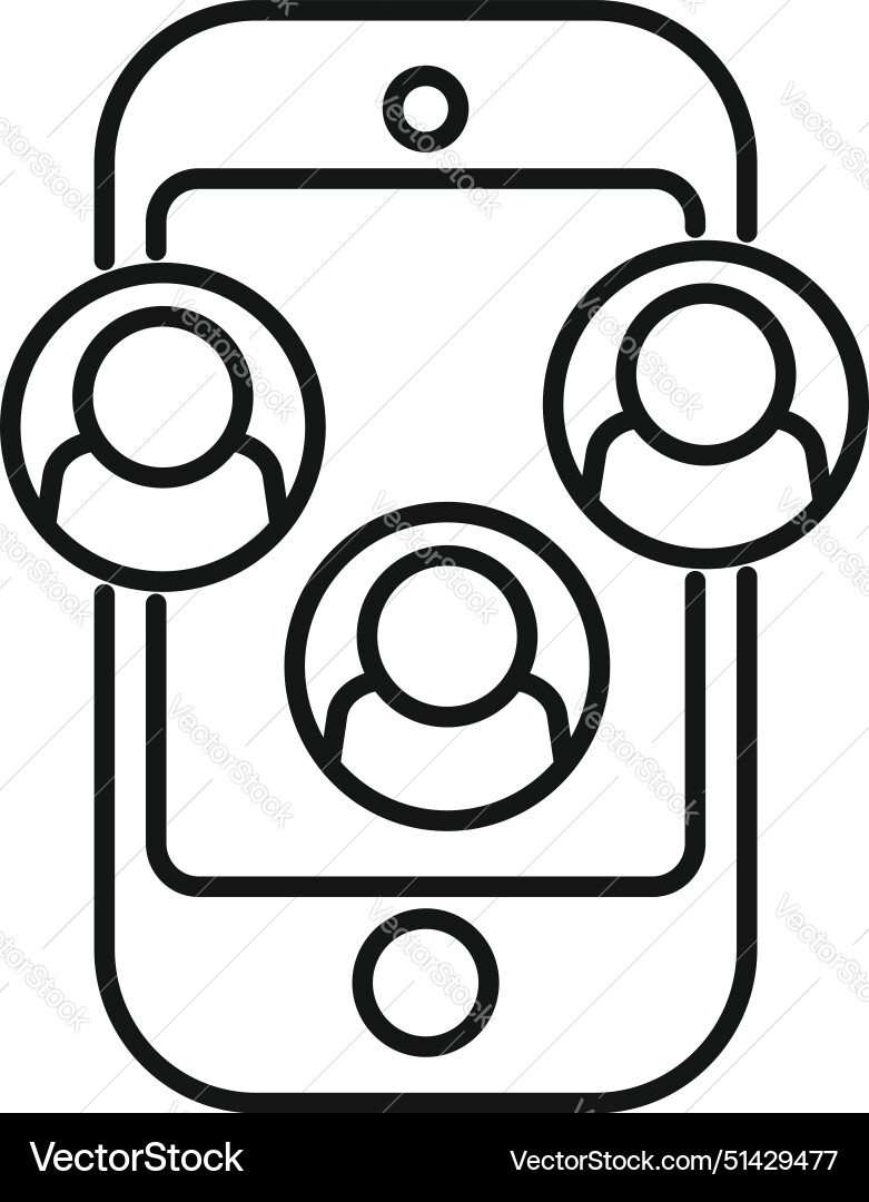 Smartphone video call line art icon Royalty Free Vector
